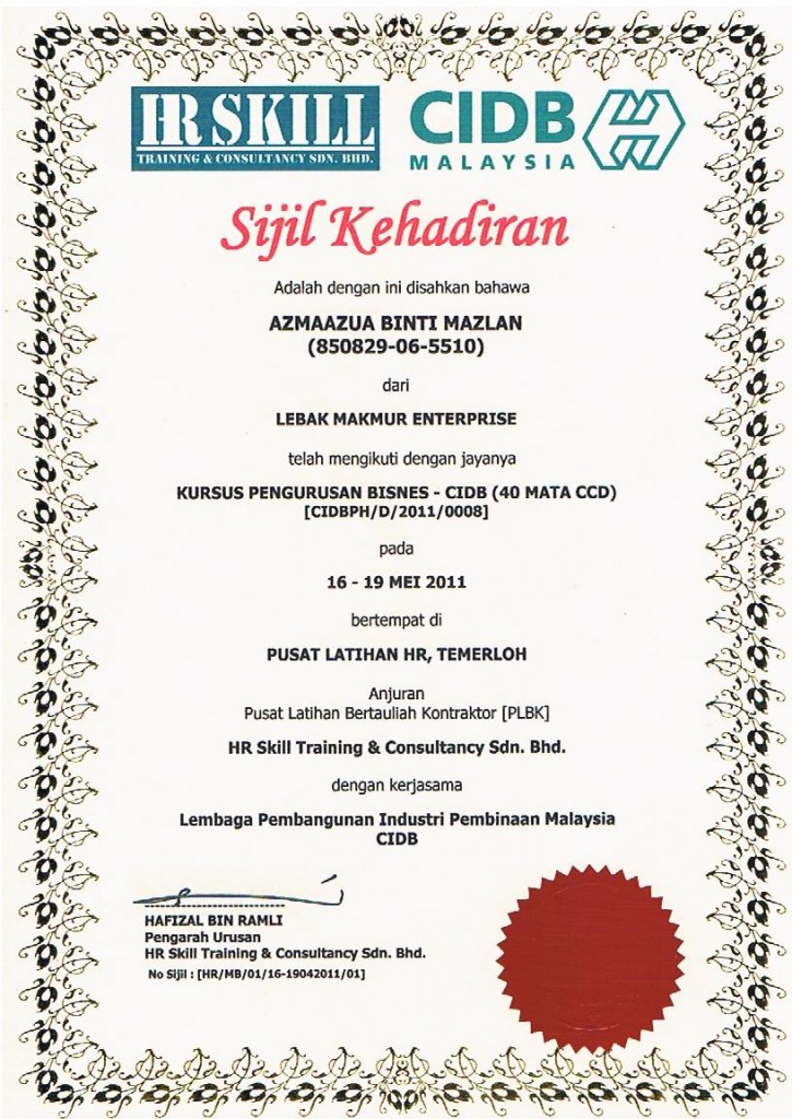 Kursus Kad Hijau CIDB | www.HafizalRamli.com